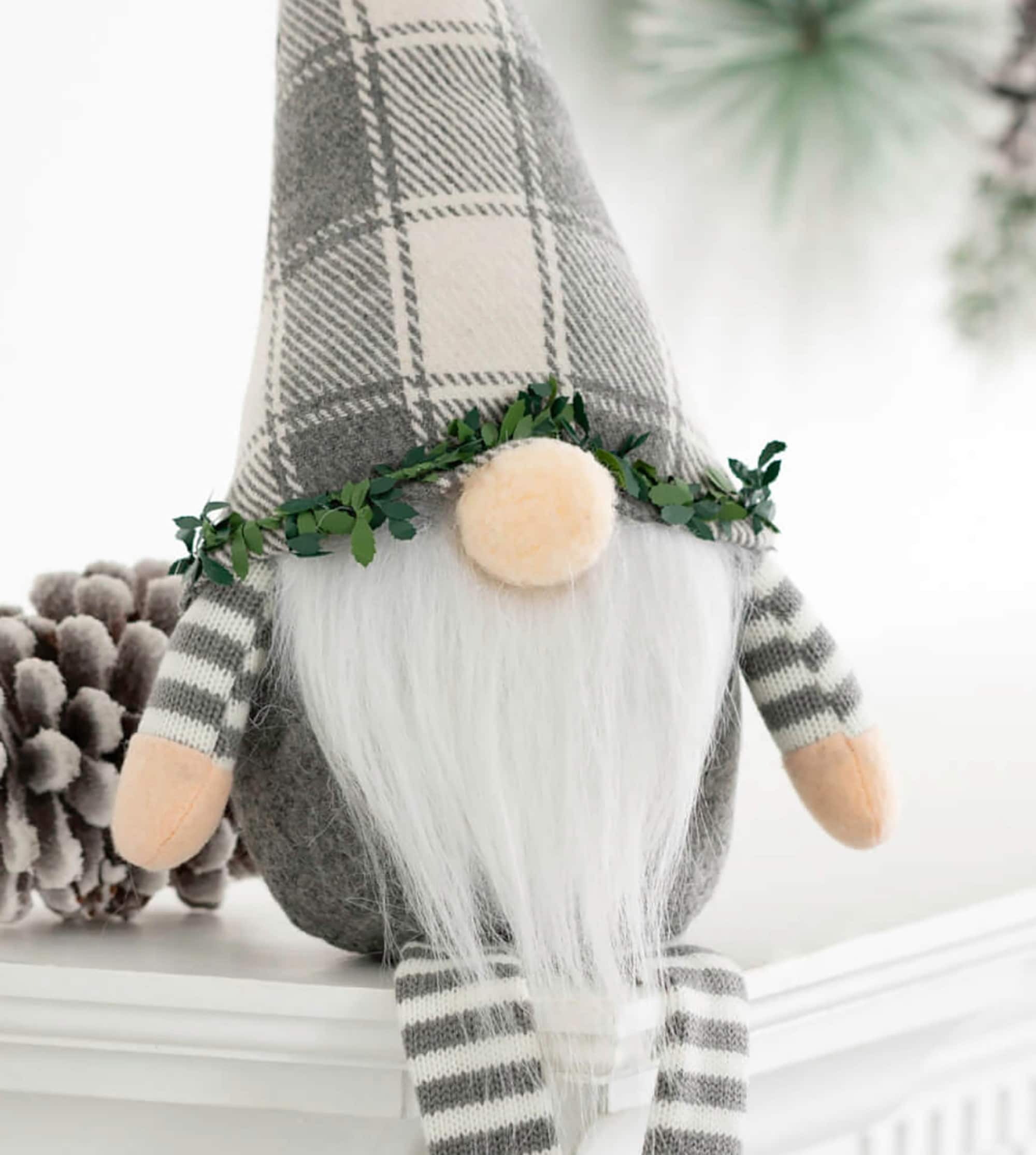 Gray Christmas Gnome With Myrtle Crown Gray Gnome Plush - Etsy