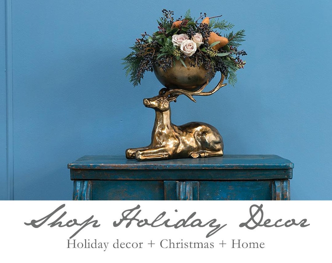 Deer Stag Bowl, Deer Buck Bowl, Large Brass Bowl, Christmas Centerpiece ...