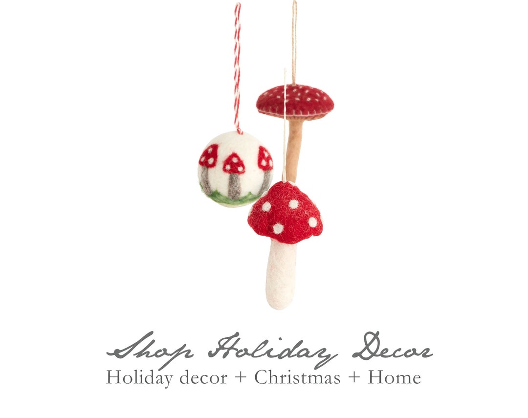 Christmas Ornament, Fungi Christmas Ornament, Holiday Ornaments, Felt ...