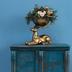 Deer Stag Bowl, Deer Buck Bowl, Large Brass Bowl, Christmas Centerpiece ...