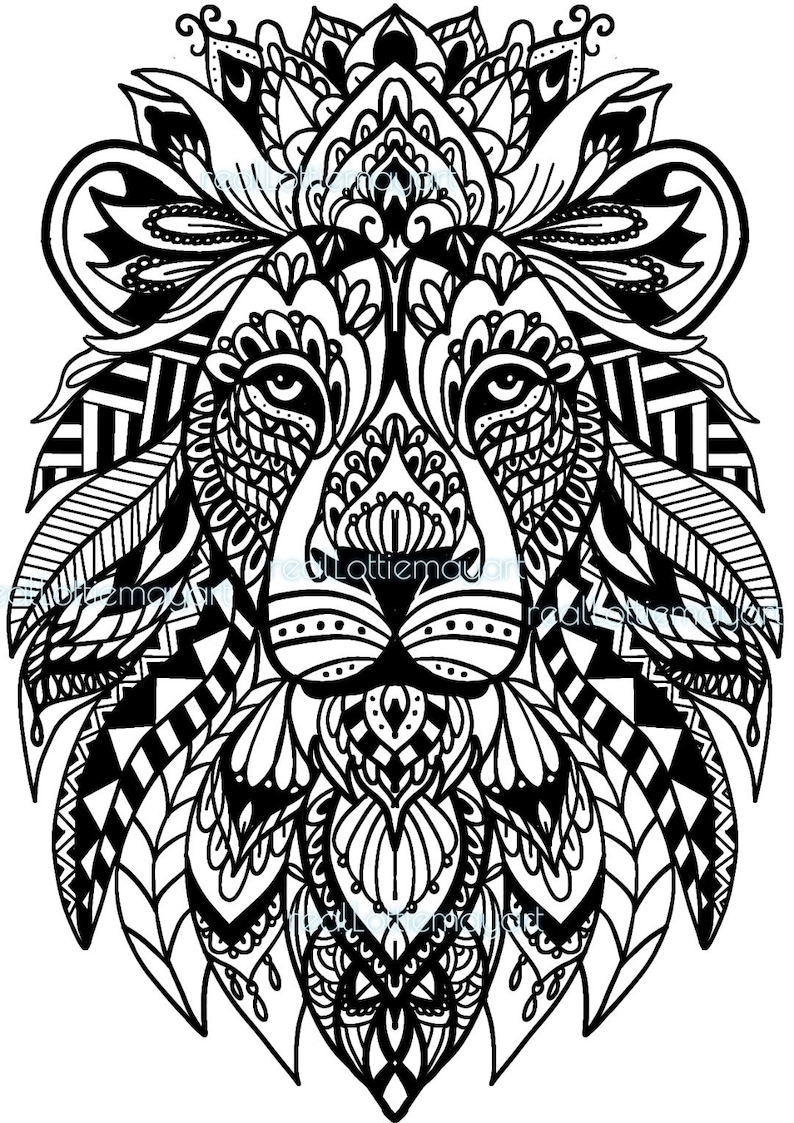 Digital Lion Mandala Downloadable PNG - Etsy