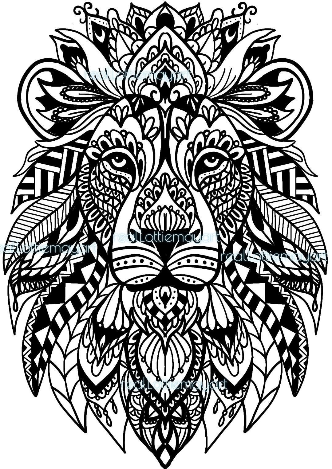 Digital Lion Mandala Downloadable PNG - Etsy