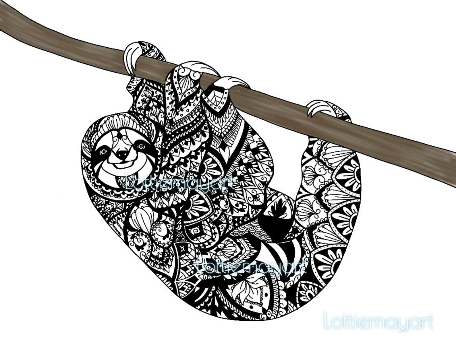 Sloth Mandala Design Downloadable Transparent PNG - Etsy