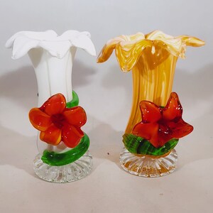 Glass Bud Vases Set of 2 3D Raised Glass Flowers Home - Etsy