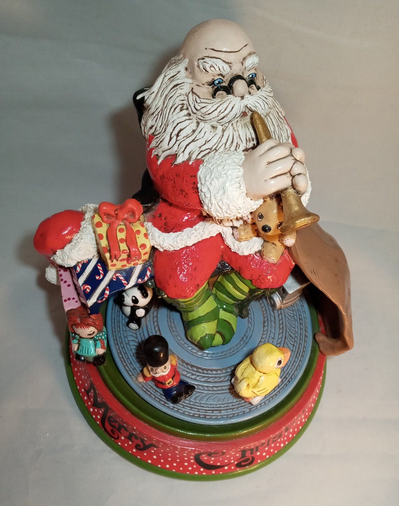 Santa Animated Music Box Handmade Ceramic 1985 Christmas - Etsy