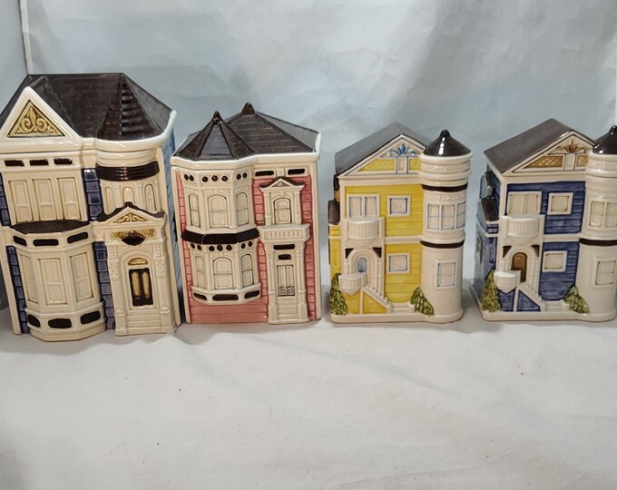 Victorian House Canister Set of 4, "odigiri" Japan, Ceramic, 1980's ...