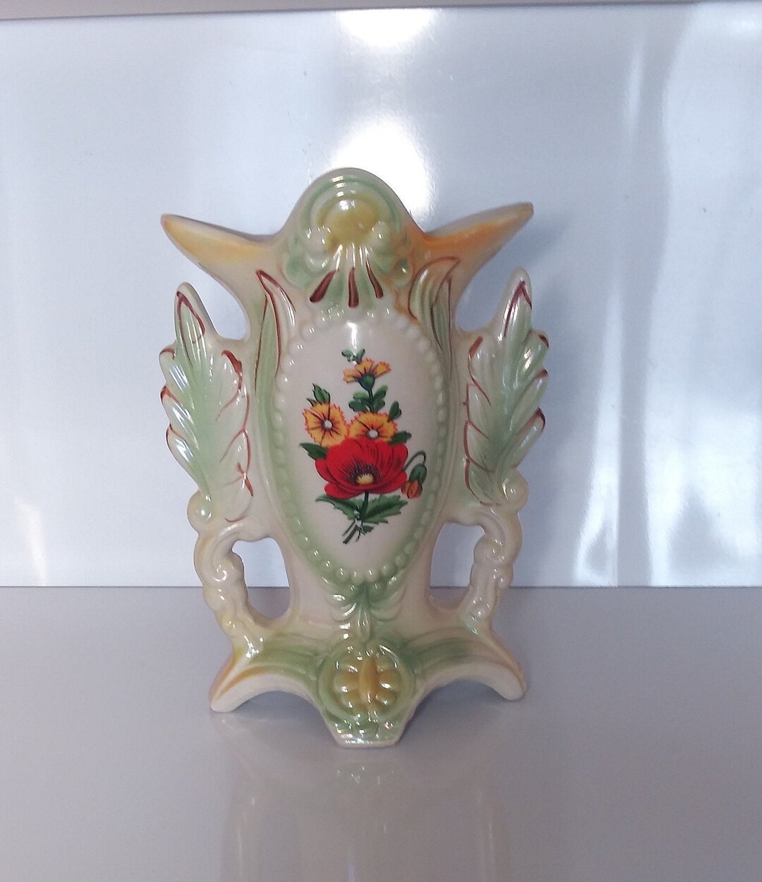 Victorian Ceramic Flower Vase, Lusterware, Made in Brazil, Vintage ...
