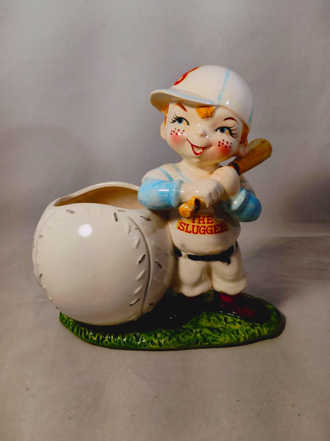 Vintage Lefton Ceramic Baseball Planter, Freckled Boy, 1970s - Etsy