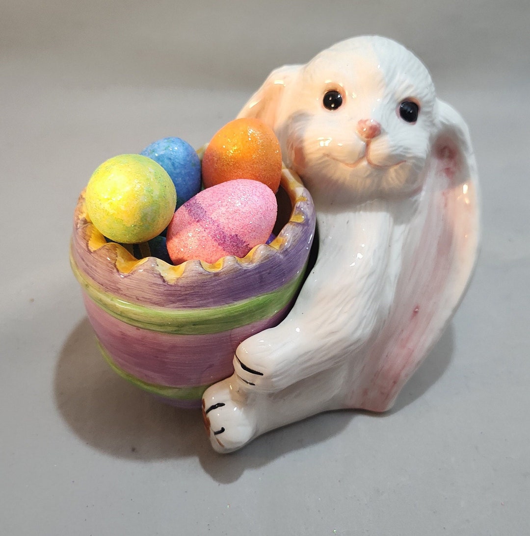 Adorable Easter Bunny Candy Dish or Planter, Ornaments and Accents ...