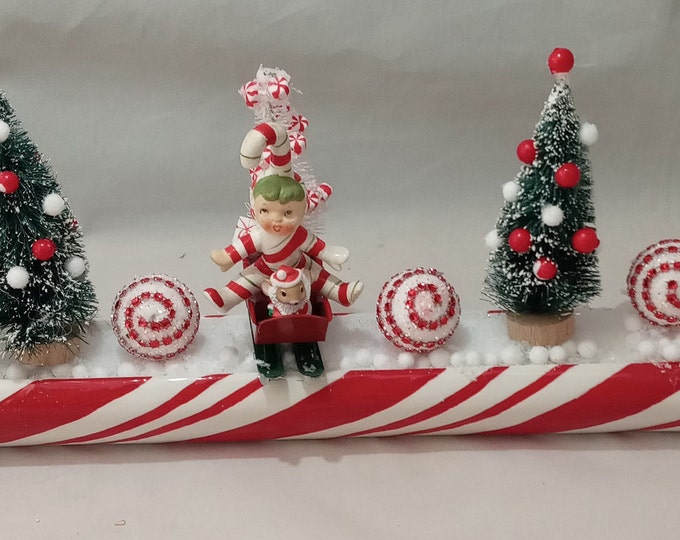 Christmas 1950's Geo Z Lefton Candy Cane Pixie Elf, Christmas Decor ...