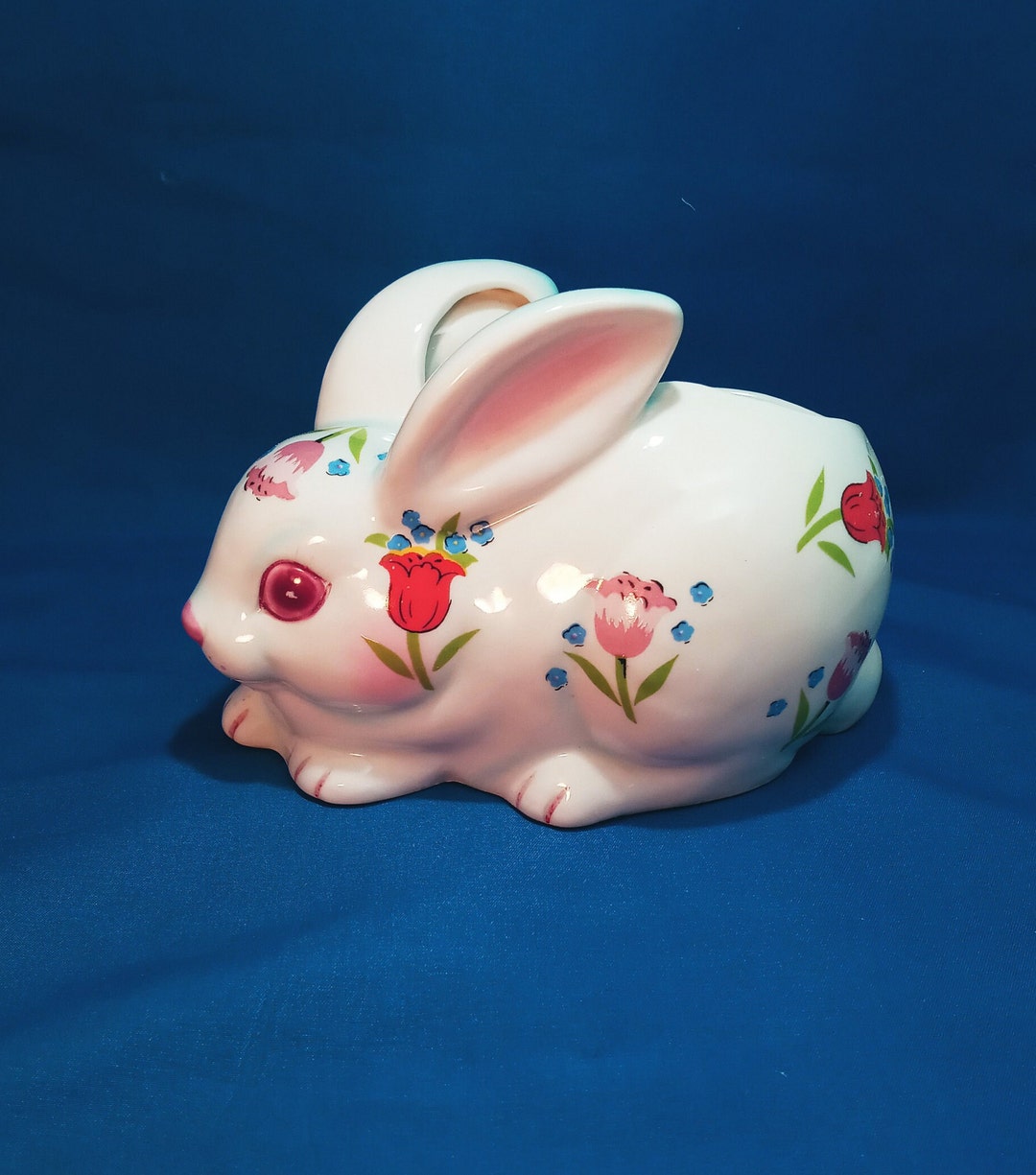 Vintage Lefton Ceramic Floral Rabbit Planter, Easter Bunny, Succulent ...