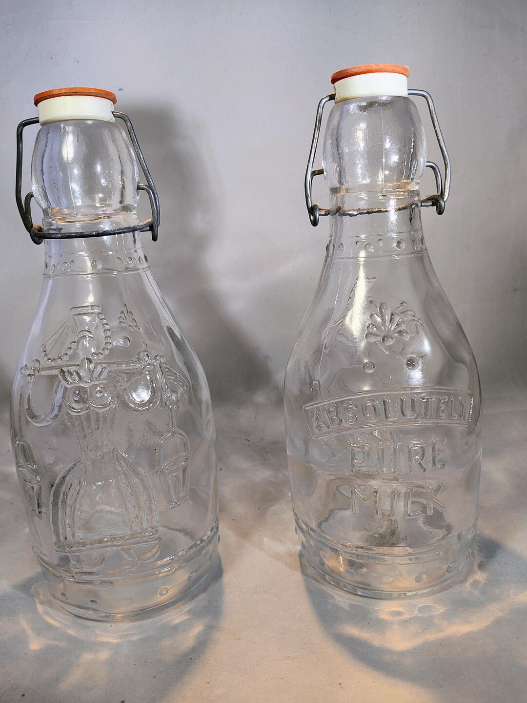Vintage Thatcher Dairy Milk Bottles, Farmhouse Decor, Set of 2 - Etsy