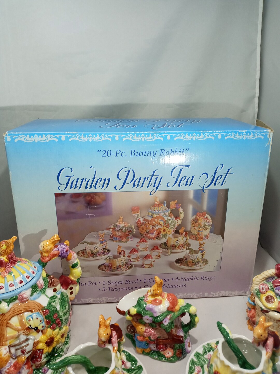 20 Piece Bunny Rabbit Garden Party Easter Tea Set or Spring - Etsy