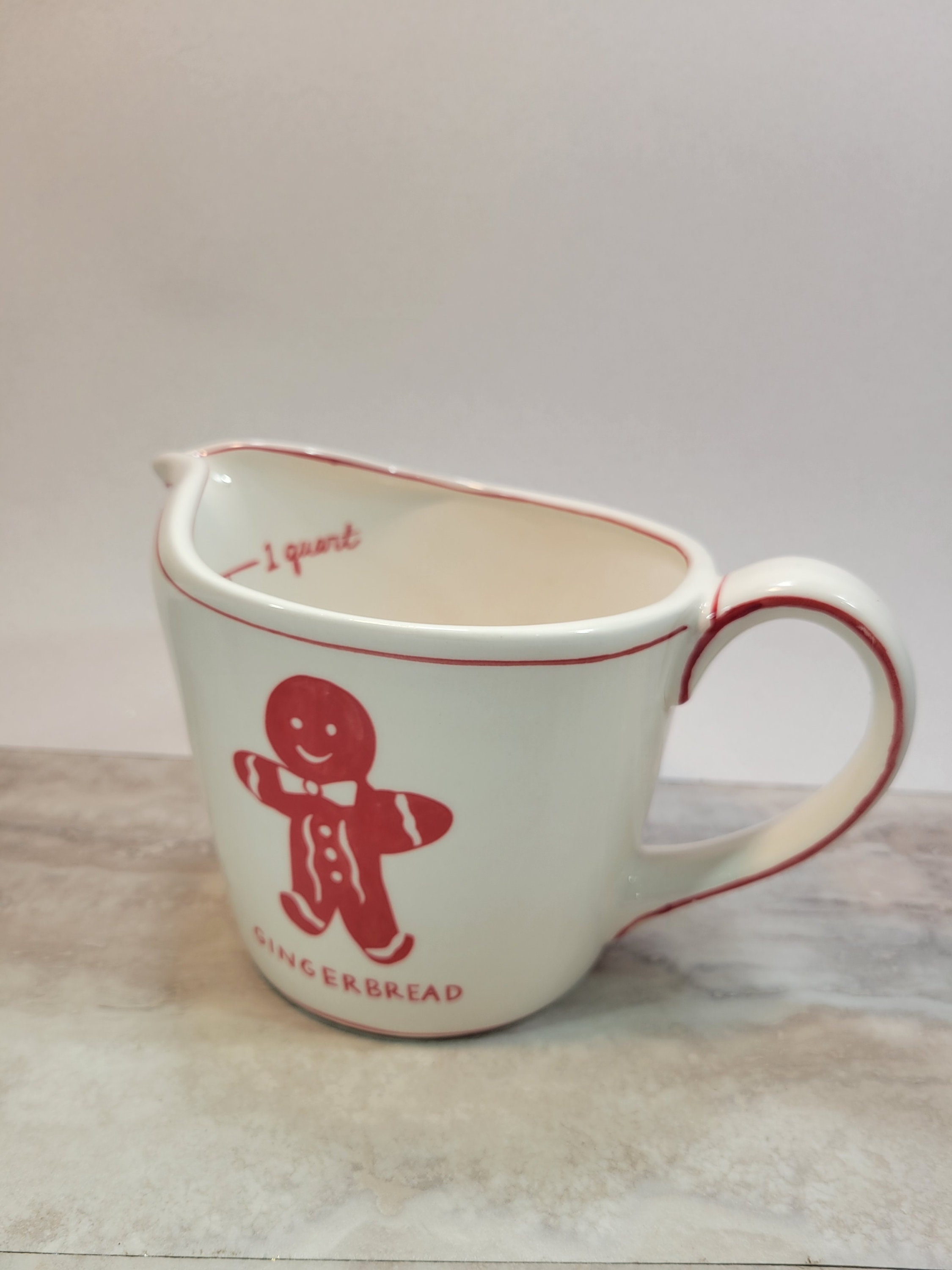 Gingerbread Man Quart Size Measuring Cup, 4 Cups, Ceramic Made by Molly ...
