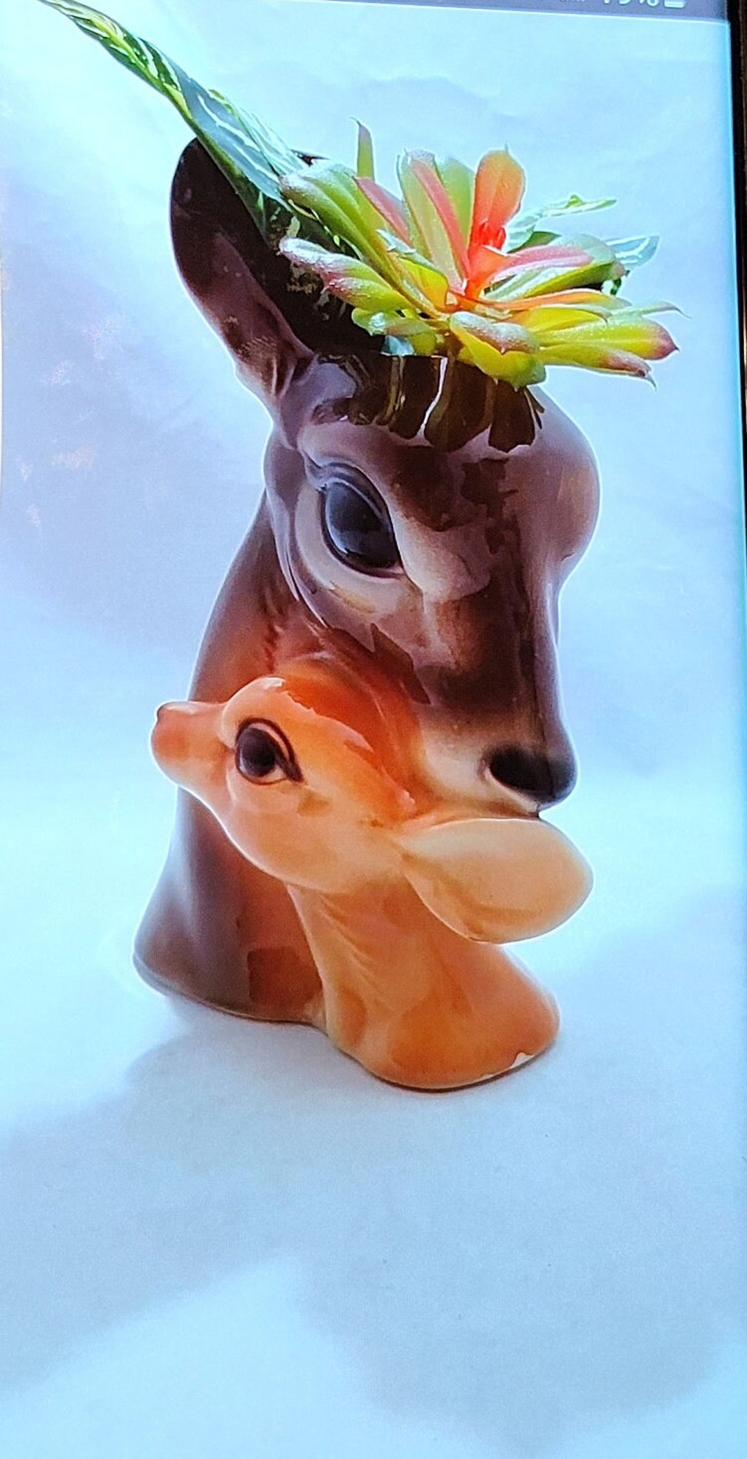 Vintage Royal Copley Doe With Fawn Vase/planter, Ceramic, 1950's, House ...