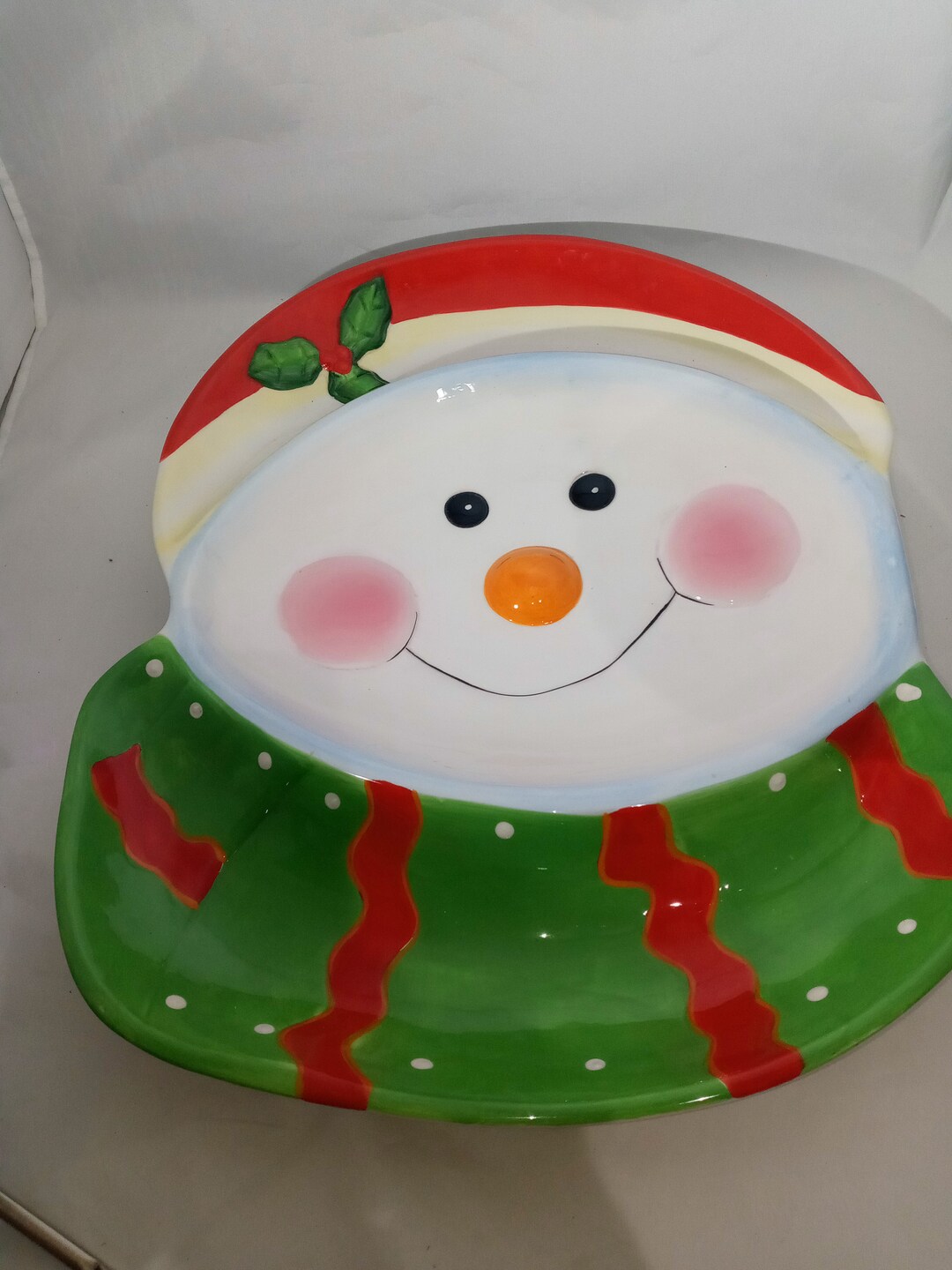LARGE Christmas Snowman Platter With Three Sections, Holiday, Decor ...