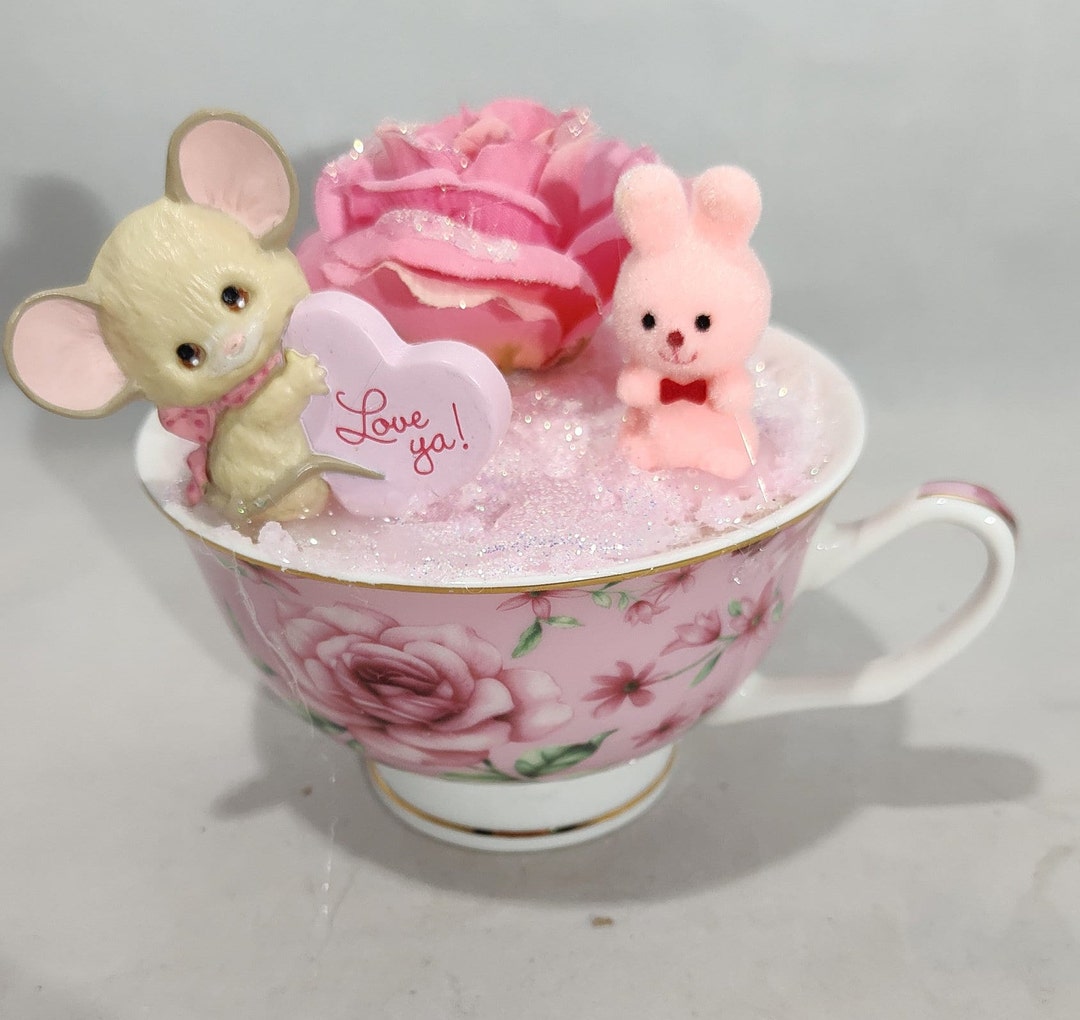 Adorable Valentine Bone China Vintage Teacup Vignette With Roses and ...