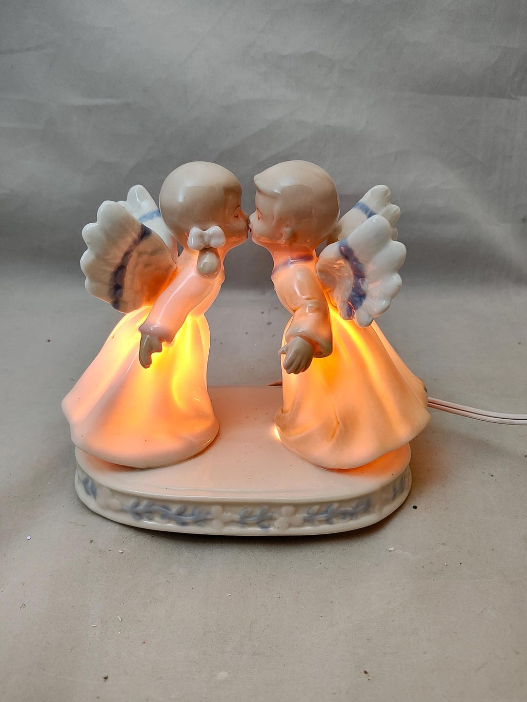 Beautiful Vintage Porcelain Kissing Angel Night Light, Made in 1980's ...