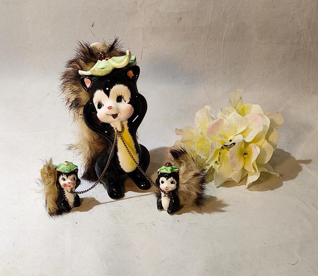 Anthropomorphic Skunks With Faux Fur Figurines Vintage 1950's, Japan - Etsy