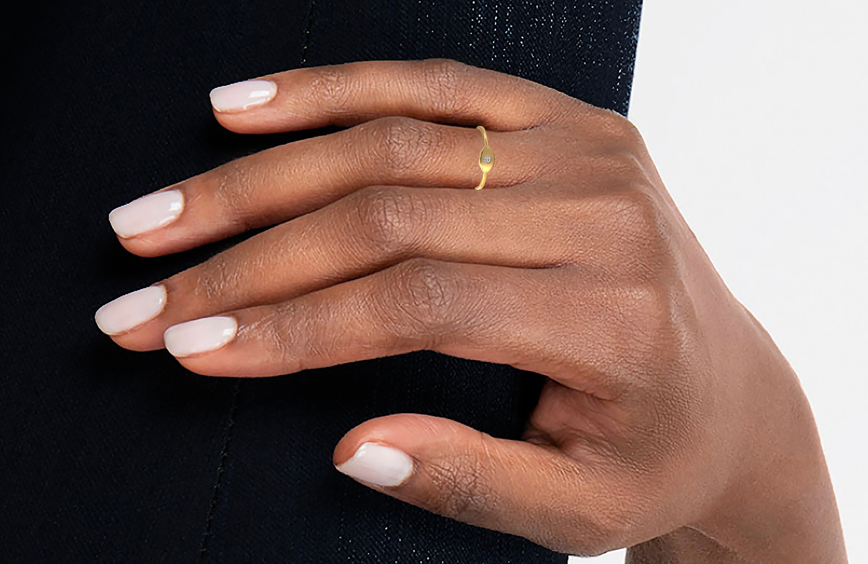 14k Gold Single Diamond Bezel Set Ring / Solitaire Diamond Eye - Etsy