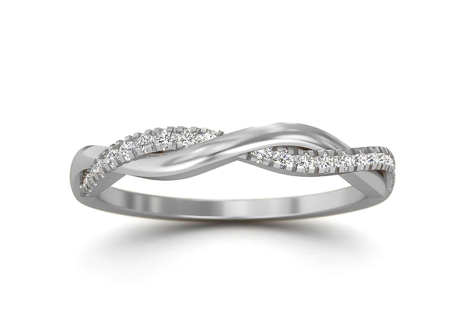 14K Gold Weaving Braid Diamond Ring / 14k Solid Gold Stacking Round ...