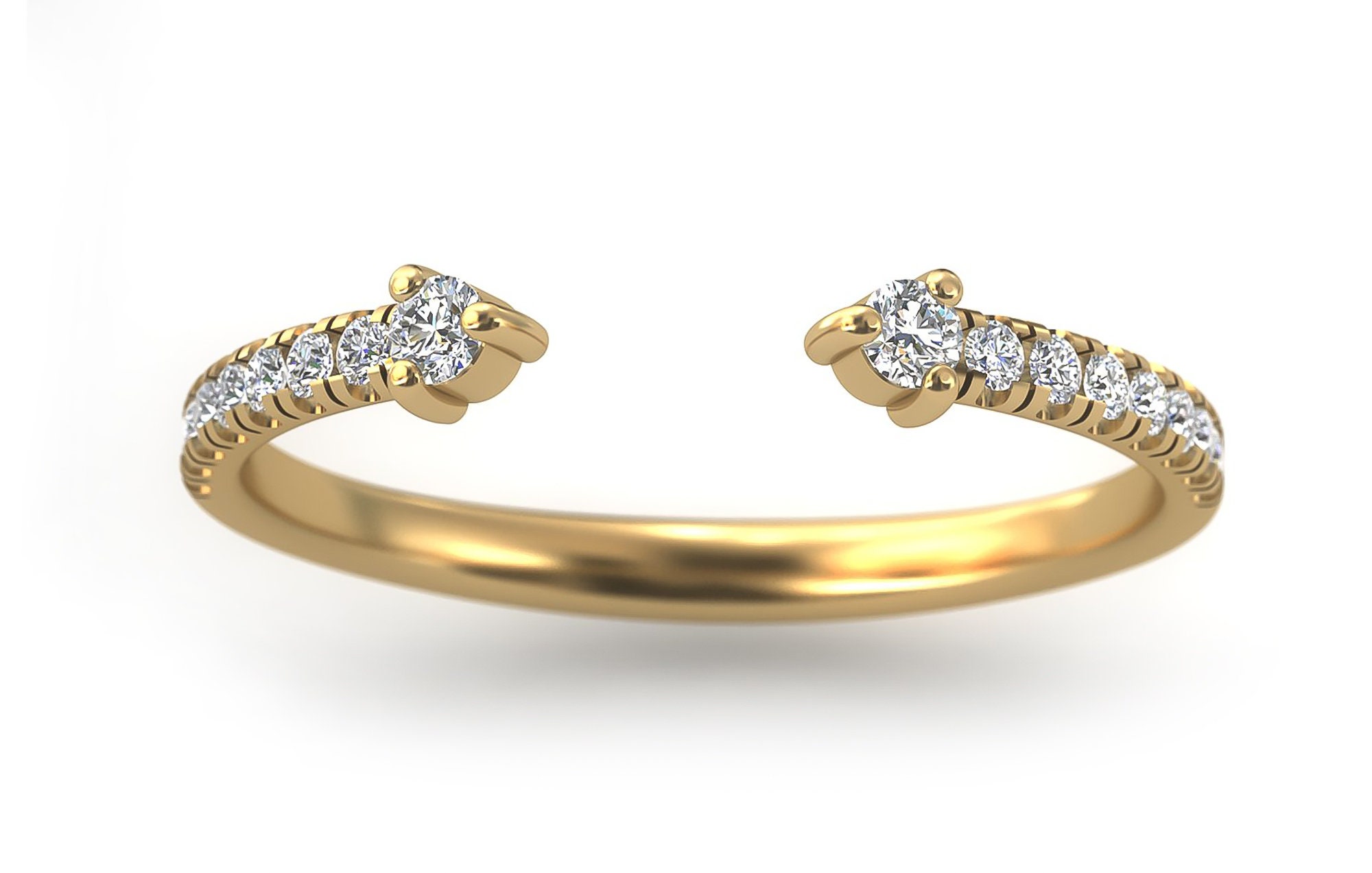 14k Gold Cuff Band Round Diamond / Engagement 14k Diamond Cuff Ring ...