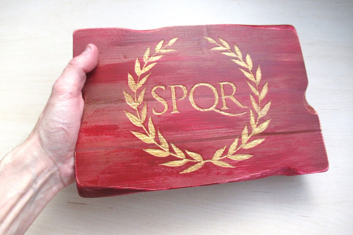 SPQR Roman Standard Wall Art Roman Empire, Wood Roman Flag, Banniere ...