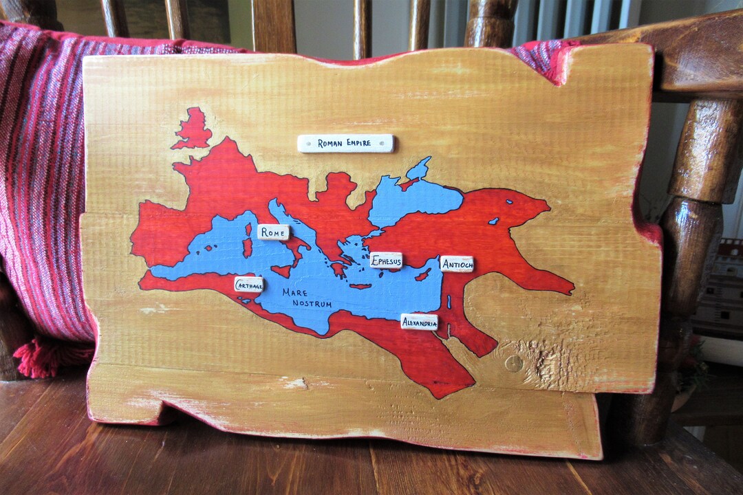 Roman Empire Wall Art - Hand Painted on Wood - Roman Empire Map ...