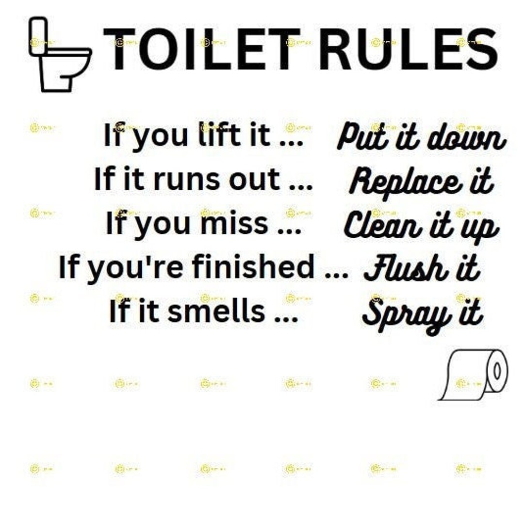 Toilet Rules Digital Image SVG PNG JPG Download Print Cut Sublimate Put ...