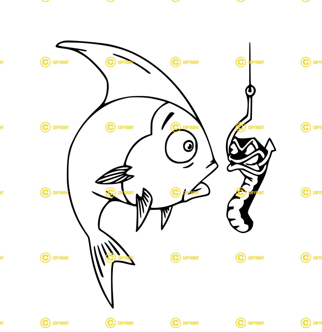 Angry Worm Fishing Hook SVG, PNG, JPG, Cricut Cut File (digital ...