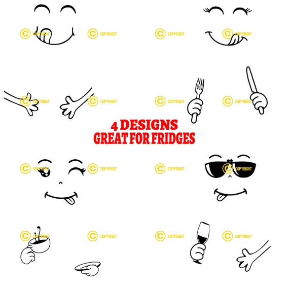 Funny Faces for Fridge 12 Digital Images SVG PNG JPG Perfect - Etsy