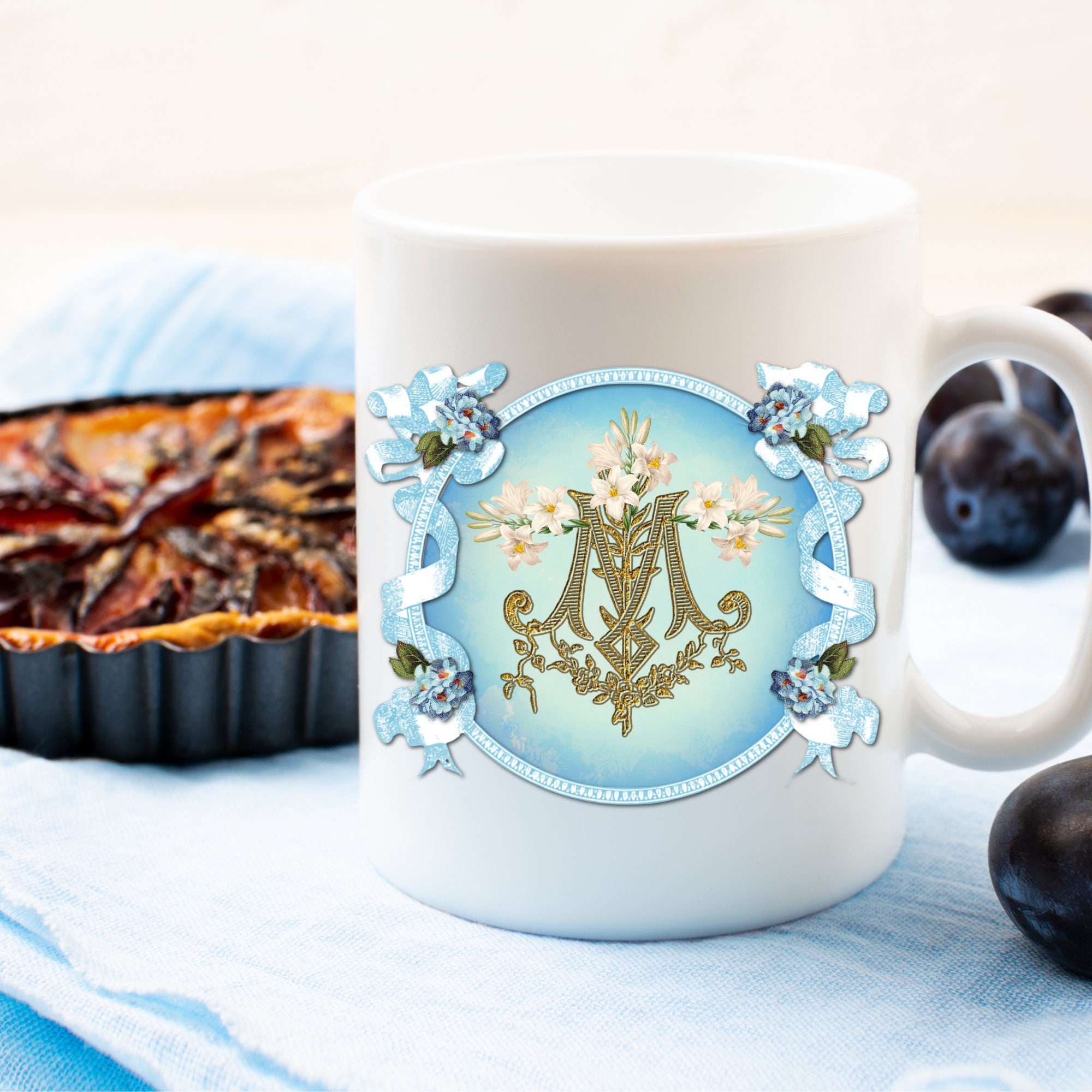 Virgin Mary - MARIAN Monogram With Lilies , Download PNG, Catholic ...