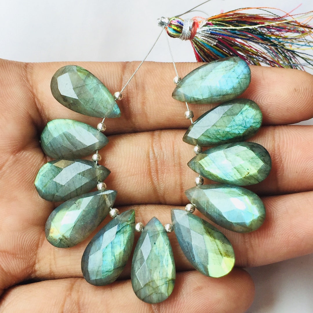 20x10 MM Rarest Green Flashy Labradorite Handmade Polish, 10 Pieces ...