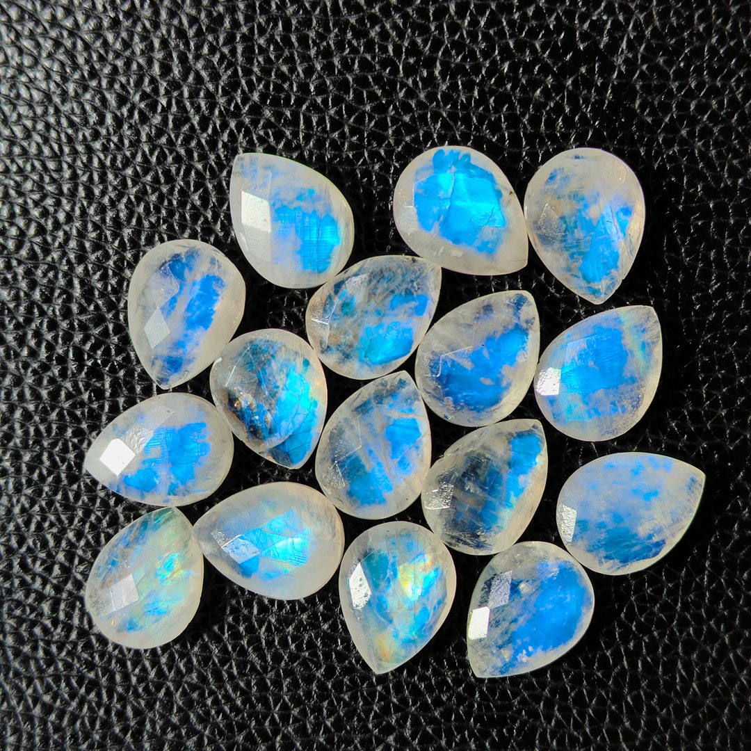 AAA Full Flashy Rainbow Moonstone Briolette Cut 10 Pieces Pear Shape ...