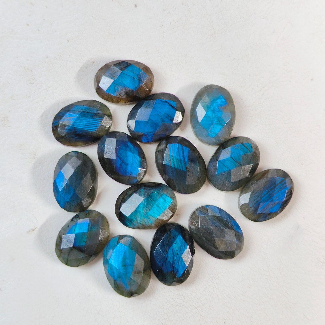 Best Quality Labradorite Faceted Unique One Side Chekar Oval Shape ...