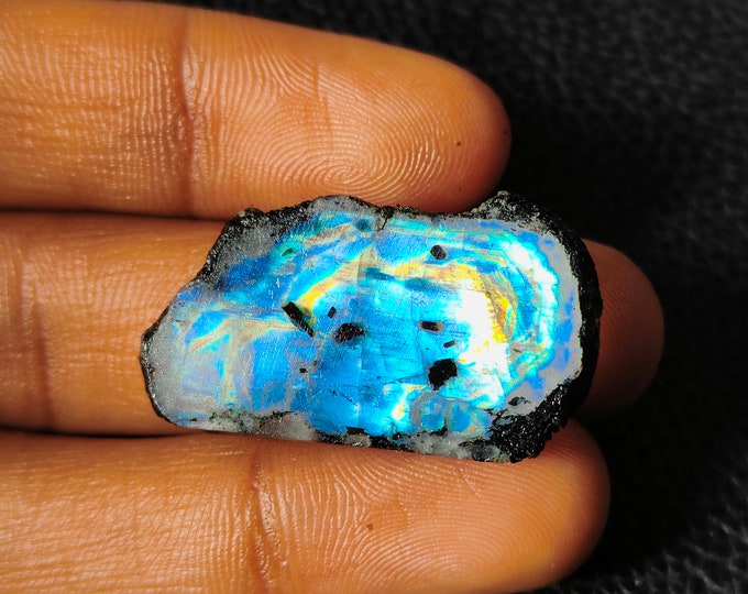 Gorgeous Blue Flashy Rainbow Moonstone Rough Both Side Polish Size ...