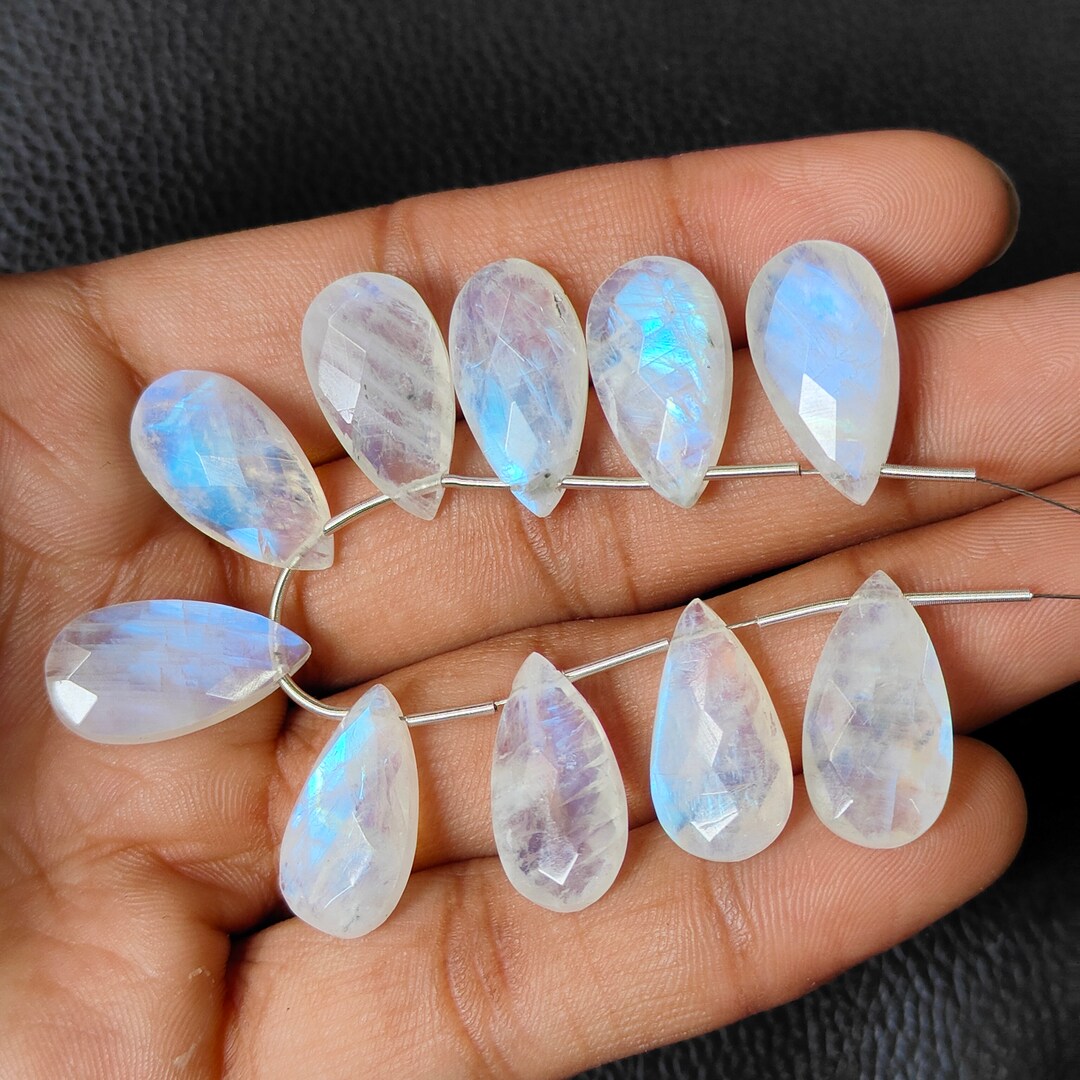 18x9 MM Rainbow Moonstone Blue Flashy Briolette Garland Rainbow ...