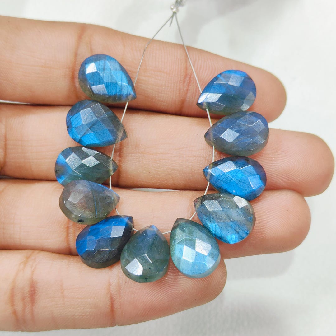 10 Pieces Blue Flashy Labradorite Briolette Cut Beads Size 14x10 MM ...