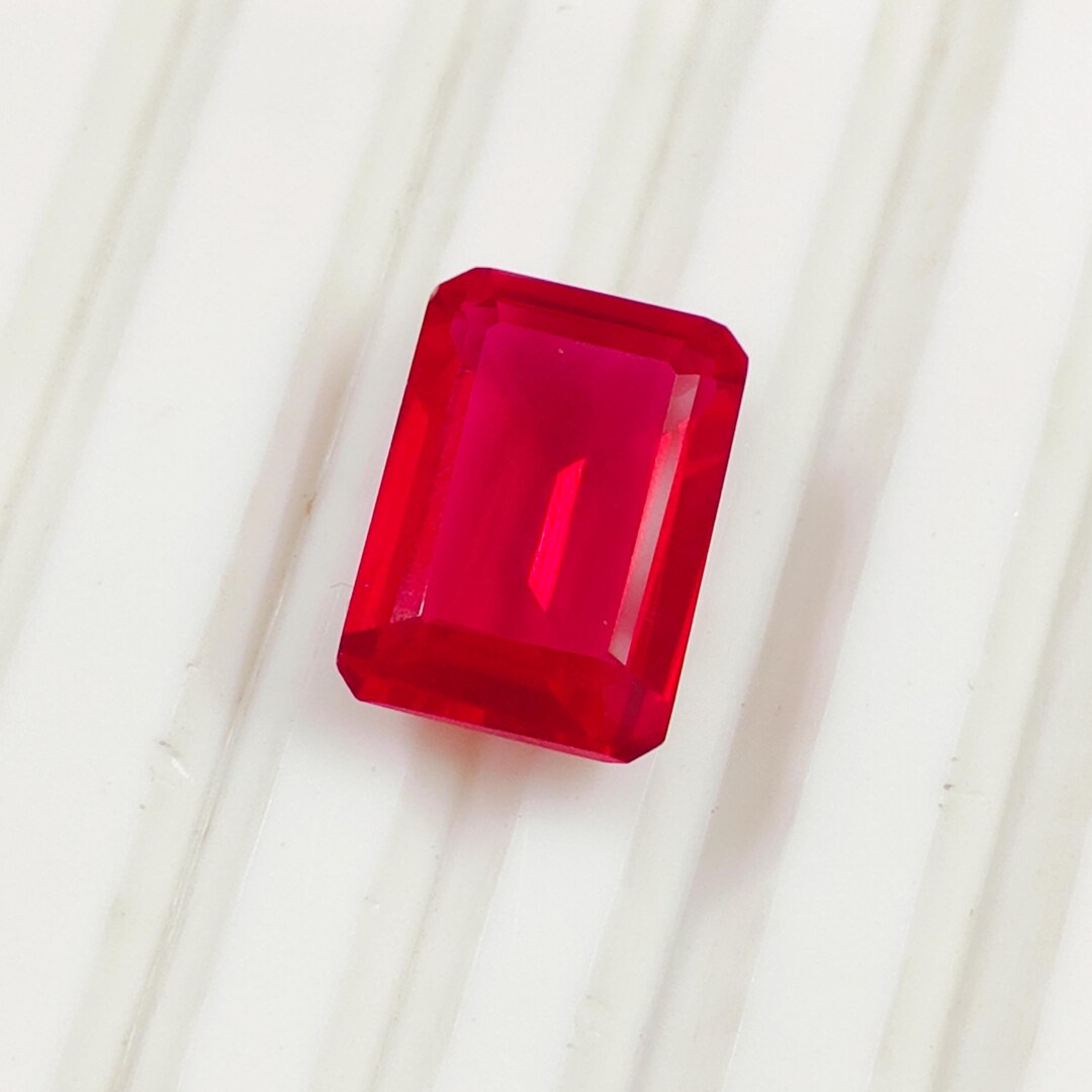 Very Attractive Red Imitation Rectangle Shape Cut Gemstone Size 14x10x7 ...