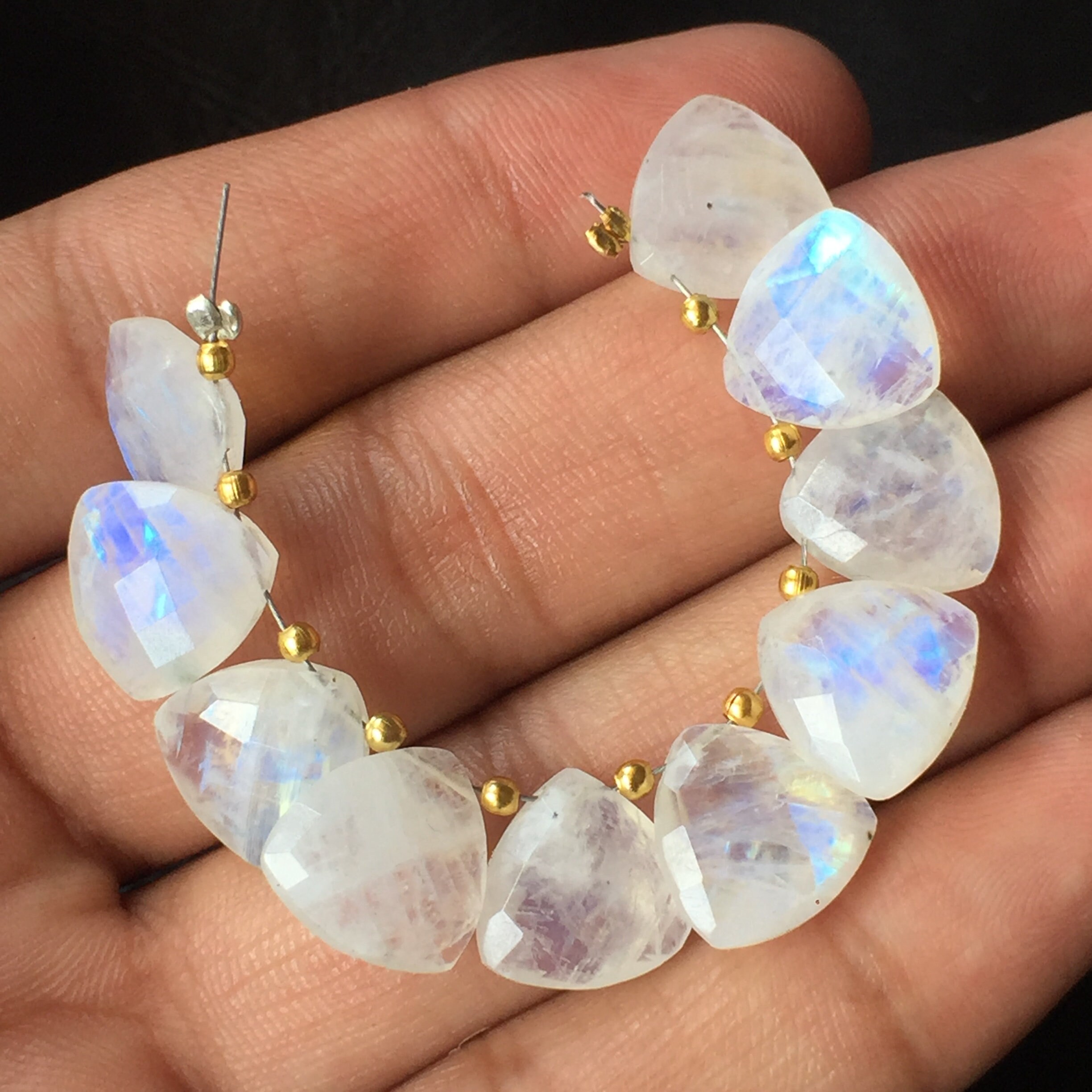 Top Blue Flashy Rainbow Moonstone Cut Faceted 10 Pieces | Etsy