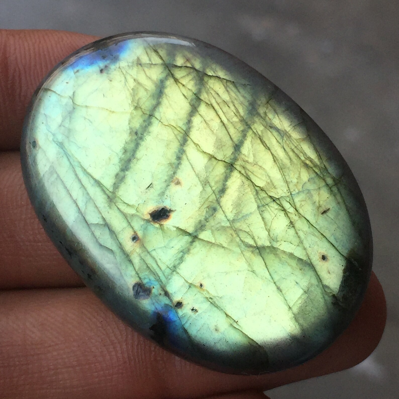Green Flashy Labradorite Cabochon Gemstone Handmade Smooth | Etsy