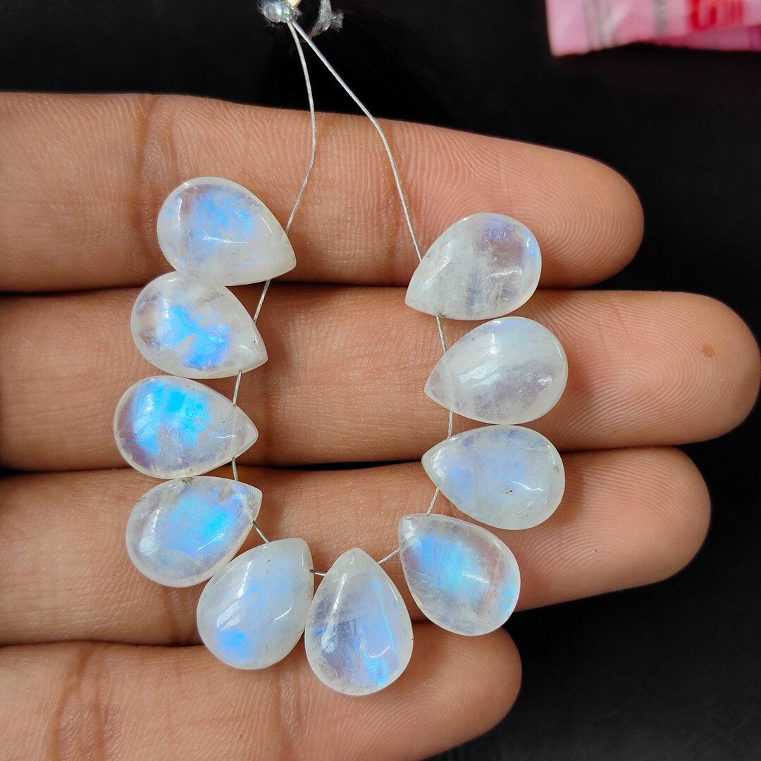 Beautiful Rainbow Moonstone Smooth Both Side Cabochon Gemstone Handmade ...