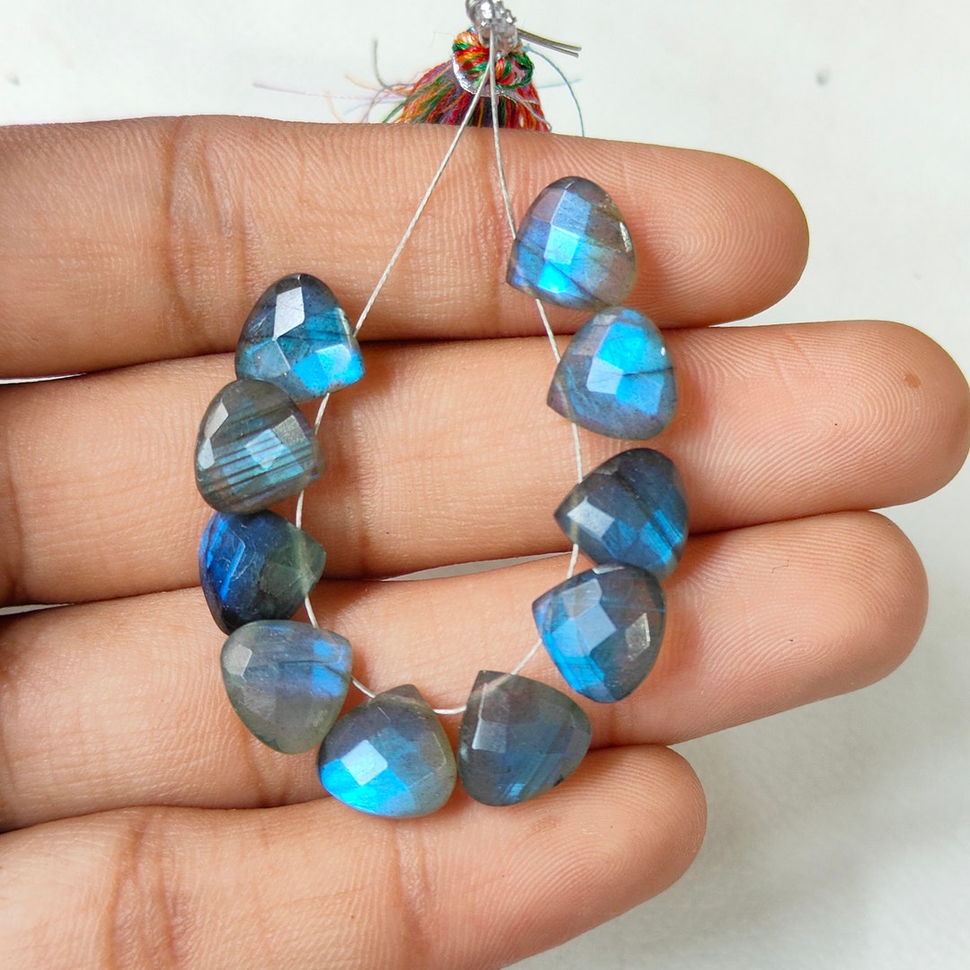 Gorgeous 10x10 MM Heart Shape 10 Pieces Labradorite Blue Flashy ...