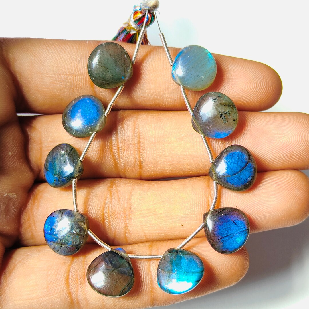 Very Rare Labradorite Strand Gemstone Smooth Both Side Cabochon Strand ...