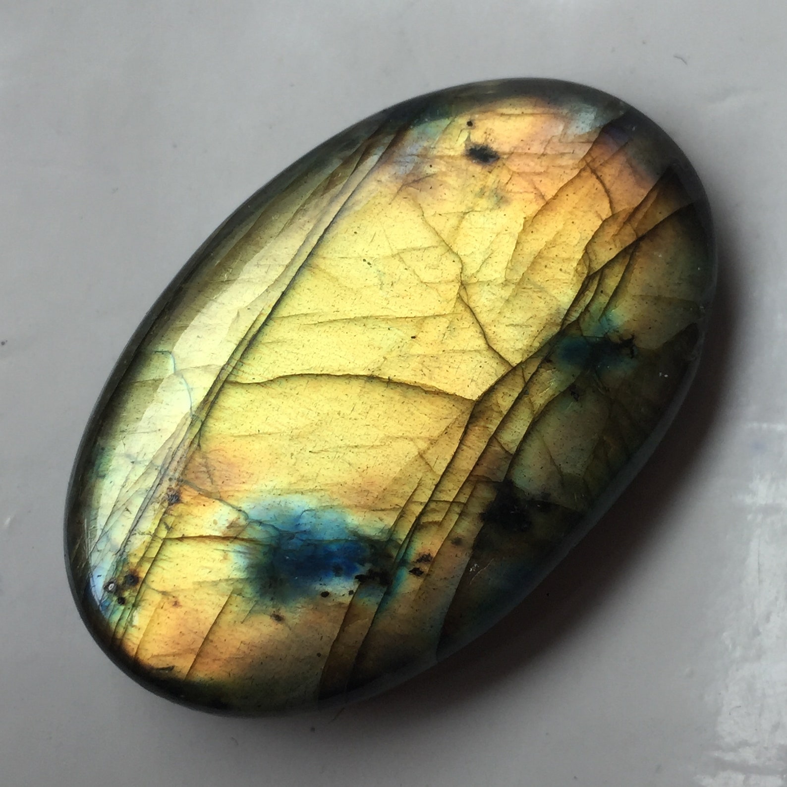 Yellow Flashy Labradorite Cabochon Gemstone Size 43x27x8 MM | Etsy