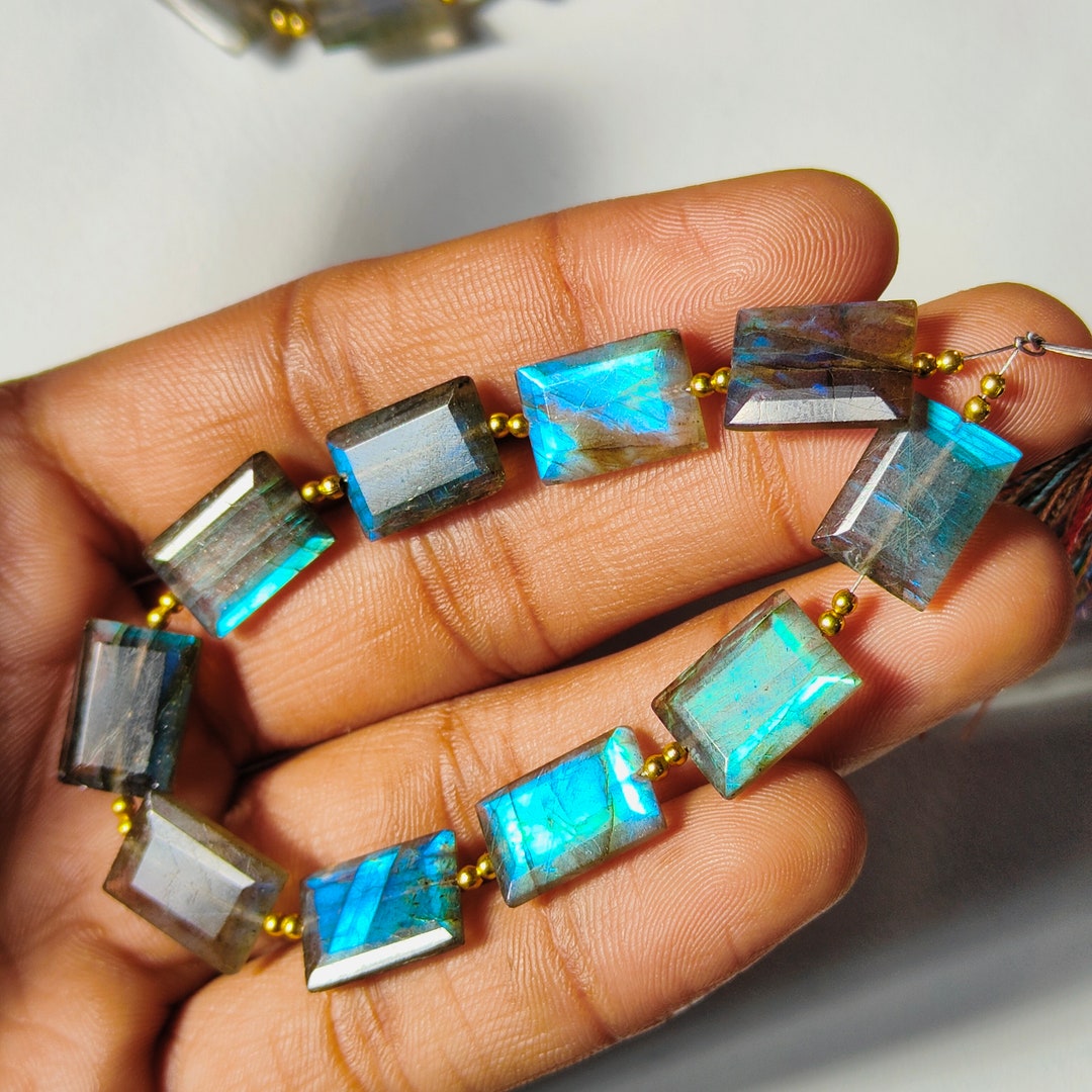Amazing Labradorite Faceted Strand Gemstone Size 14x10 MM Rectangle ...