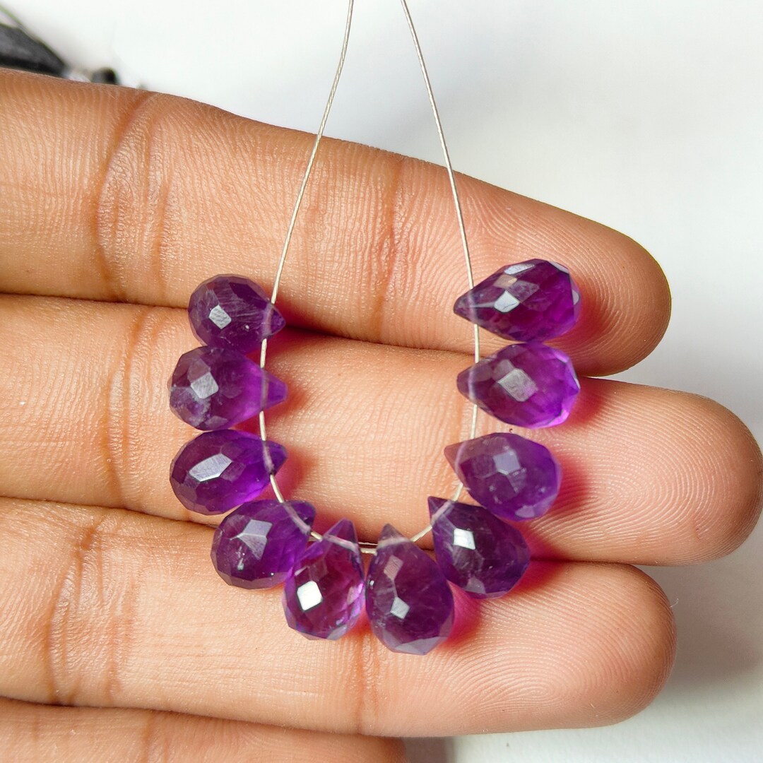 Gorgeous Amethyst Drop Cut Gemstone Size 10x7 MM 10 Pieces Natural ...