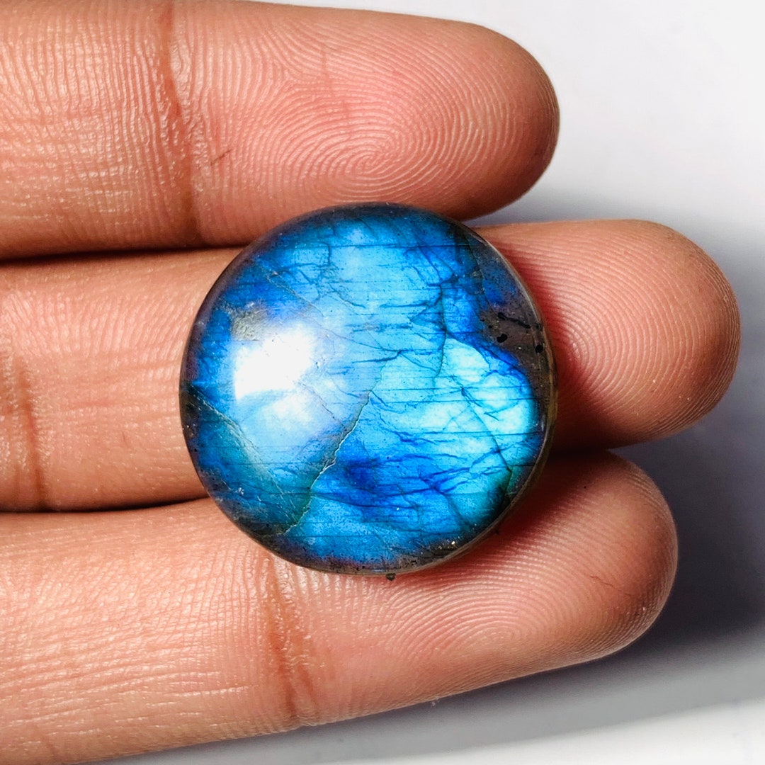 Full Blue Flashy Labradorite Cabochon Gemstone Size 24x24x6 MM Round ...