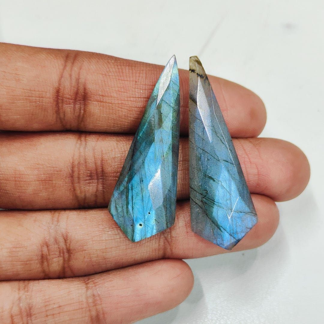 Amazing Blue Fire Labradorite Both Side Checker Cut Gemstone Handmade ...
