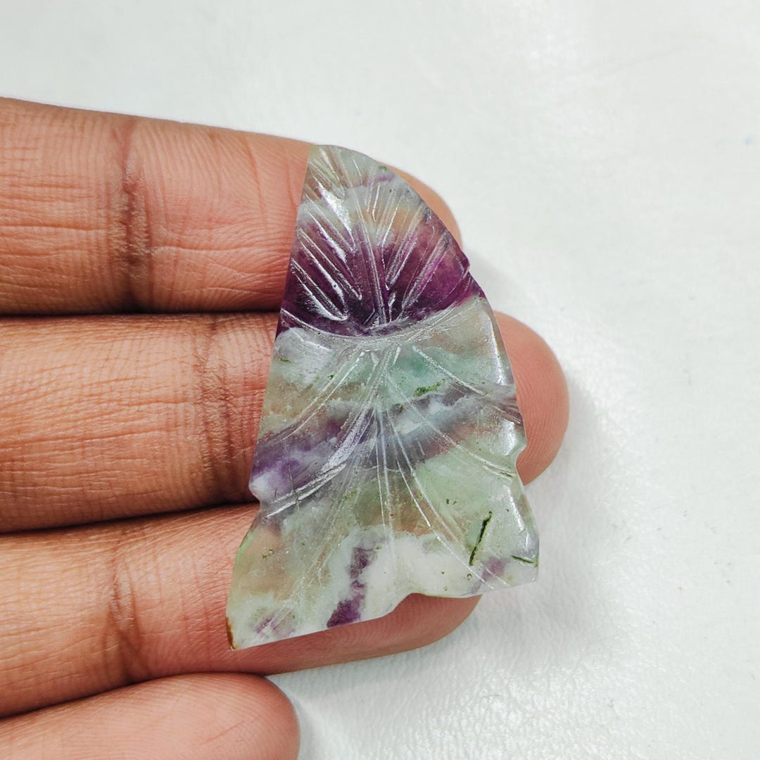 Gorgeous Carving Fluorite Cabochon Size 38x22x5 MM Fancy Shape ...